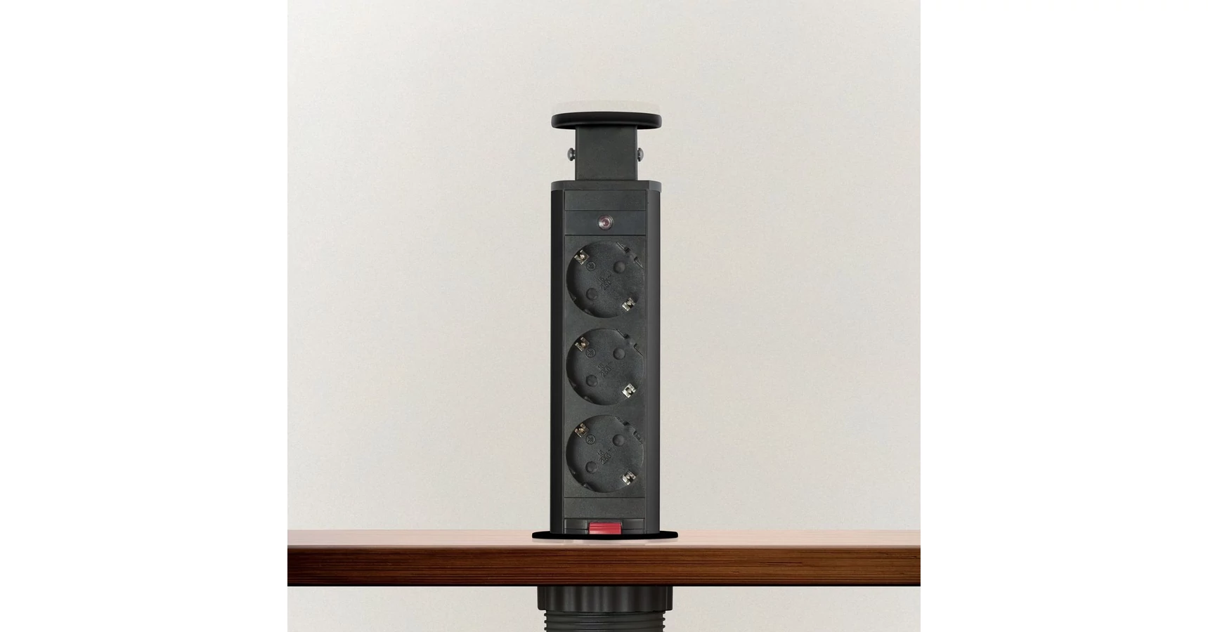 Konnektor Munkalapba süllyeszthető 3-as 1,5m Matt Fekete - Bútorkellék.Eu