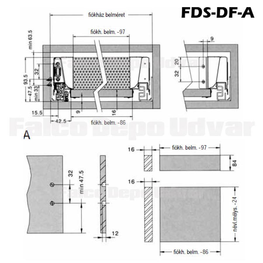 FDS-DF-A Fiókrendszer 500mm Fehér - FDS-DF Fiókok
