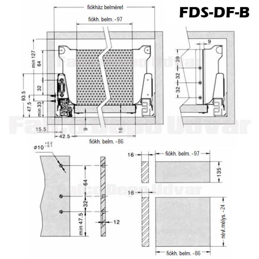 FDS-DF-B Fiókrendszer 500mm Fehér - FDS-DF Fiókok