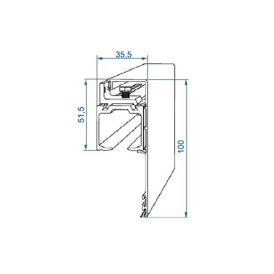 Tolóajtó Herkules-2 Takaró profil L 2000mm Aluminium - Bútorkellék.Eu