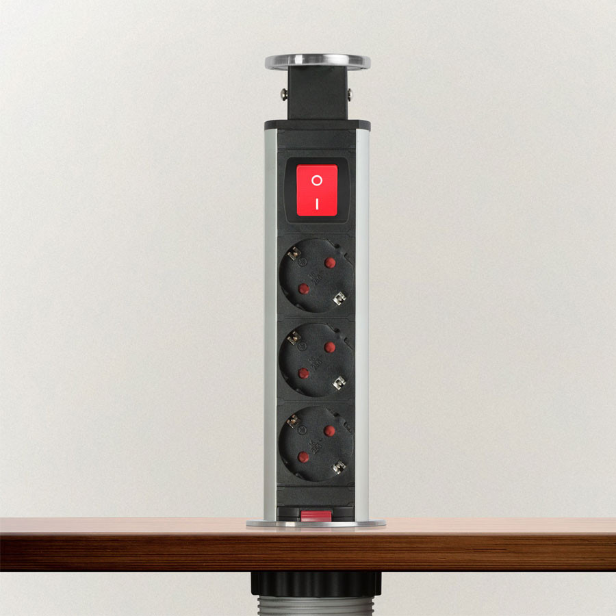 Konnektor Munkalapba süllyeszthető 3-as 1,5m Szálcsiszolt Ezüst ...